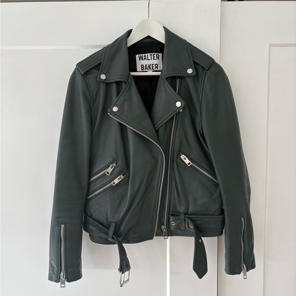 Walter Baker | Jackets & Coats | Walter Baker Green Leather Jacket ...